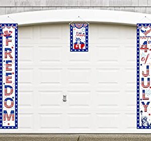 90shine 4th/Fourth of July Decorations - Patriotic Banners Door Decor Red White Blue Porch Signs Wall Hangings Party Supplies