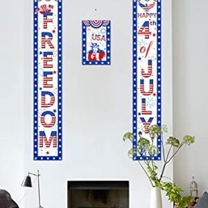 90shine 4th/Fourth of July Decorations - Patriotic Banners Door Decor Red White Blue Porch Signs Wall Hangings Party Supplies