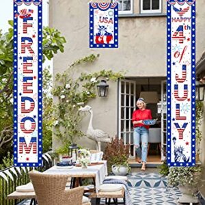 90shine 4th/Fourth of July Decorations - Patriotic Banners Door Decor Red White Blue Porch Signs Wall Hangings Party Supplies