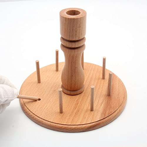 DYNWAVE Wooden 8 Spool Yarn Holder Thread Rack Crocheting Tool Wool Cord Organizer Storage Knitting Embroidery Tangling Yarn Dispenser Accessories