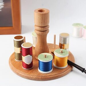 DYNWAVE Wooden 8 Spool Yarn Holder Thread Rack Crocheting Tool Wool Cord Organizer Storage Knitting Embroidery Tangling Yarn Dispenser Accessories