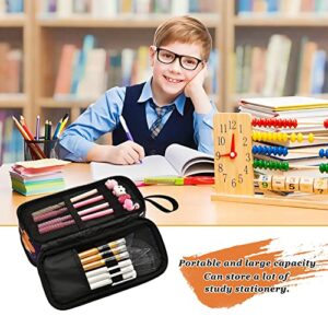 Fox Space Pencil Case 3 Compartment Pen Bag Pouch Holder Box for Office College School Portable Storage Bag for Kids