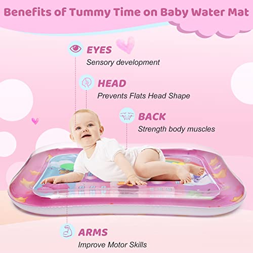 Inflatable Tummy Time Mat, Baby Girl Toys for 3 6 9 Months Infant Sensory Development, Tummy Time Toys for Baby Girl Gifts, Great Gift Idea for Newborns