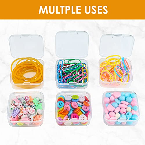 12 Pack Small Plastic Beads Storage Containers Box, Clear Bead Organizer Case with Snap-Tight Closure Hinged Lid for Storage Small Items, Beads, Crafts, Jewelry, Hardware (2.17 x 2.17 x 0.79 in)