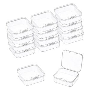 12 Pack Small Plastic Beads Storage Containers Box, Clear Bead Organizer Case with Snap-Tight Closure Hinged Lid for Storage Small Items, Beads, Crafts, Jewelry, Hardware (2.17 x 2.17 x 0.79 in)