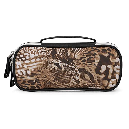 Awesome Animal Hybrid Print PU Leather Pencil Pen Case Organizer Travel Makeup Handbag Portable Stationery Bag