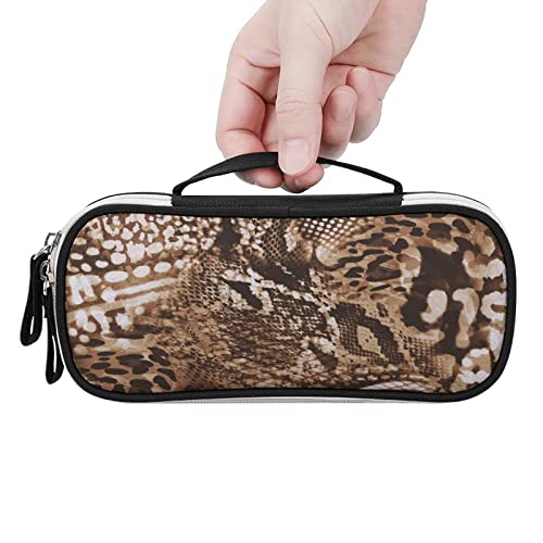 Awesome Animal Hybrid Print PU Leather Pencil Pen Case Organizer Travel Makeup Handbag Portable Stationery Bag