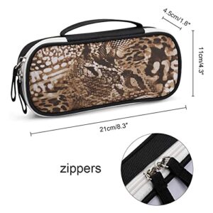 Awesome Animal Hybrid Print PU Leather Pencil Pen Case Organizer Travel Makeup Handbag Portable Stationery Bag