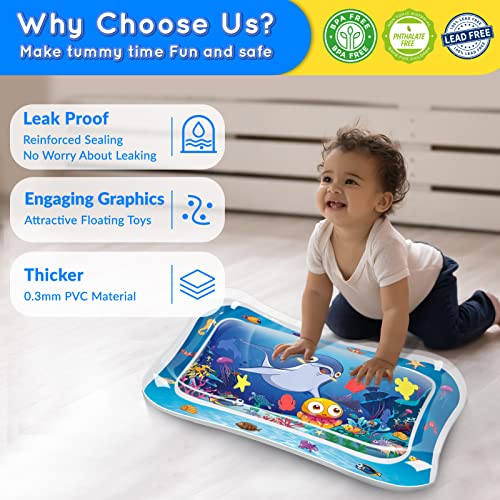 Infinno Tummy Time Mat 2022 Upgraded, Sensory Water Mat for Babies, Baby Toys for Boys and Girls Age 3 6 12 Months, Great Gift Idea of Baby Stuffs