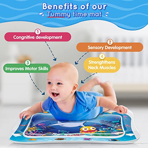 Infinno Tummy Time Mat 2022 Upgraded, Sensory Water Mat for Babies, Baby Toys for Boys and Girls Age 3 6 12 Months, Great Gift Idea of Baby Stuffs