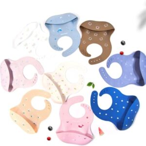 JTJMJTJ Cute Adjustable Silicone Baby Bibs BPA Free for Babies & Toddlers, Waterproof, Soft, Unisex, Feeding Bibs (Brown,Bear)