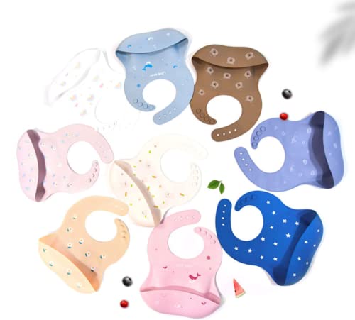 JTJMJTJ Cute Adjustable Silicone Baby Bibs BPA Free for Babies & Toddlers, Waterproof, Soft, Unisex, Feeding Bibs (Brown,Bear)