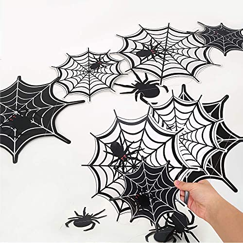 Cheerland Black Spider Web Garland for Halloween Party Decoration Hanging Spiderweb Decor Spider Banner Cobweb Banner Happy Halloween Eve Décor for Bday Birthday Home Office Classroom Party Supplies