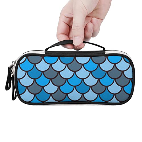 Mermaid Fish Scale PU Leather Pencil Pen Case Organizer Travel Makeup Handbag Portable Stationery Bag