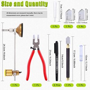 Keadic Glass Cutting Tool Set Contains Glass Running Pliers, 2mm-20mm Oil Feed Carbide Tip with 3 Bonus Blades, Calibrated Portable Circular Glass Cutter for Mirrors Windows Mosaic Stained Glass