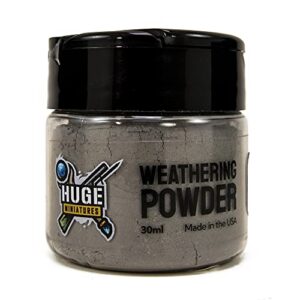 huge miniatures weathering powder, ash pigment for model terrain scenery and vehicles by huge minis – 30ml flip-top container