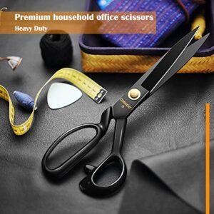 CINKCO 12.0 inch Professional Sewing Scissors Heavy Duty 65Mn Forged Alloy Steel Premium Household Office Shears Ultra Sharp for Thickened Leather Fabric Cutting Dressmaking (Super Large)