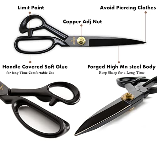 CINKCO 12.0 inch Professional Sewing Scissors Heavy Duty 65Mn Forged Alloy Steel Premium Household Office Shears Ultra Sharp for Thickened Leather Fabric Cutting Dressmaking (Super Large)