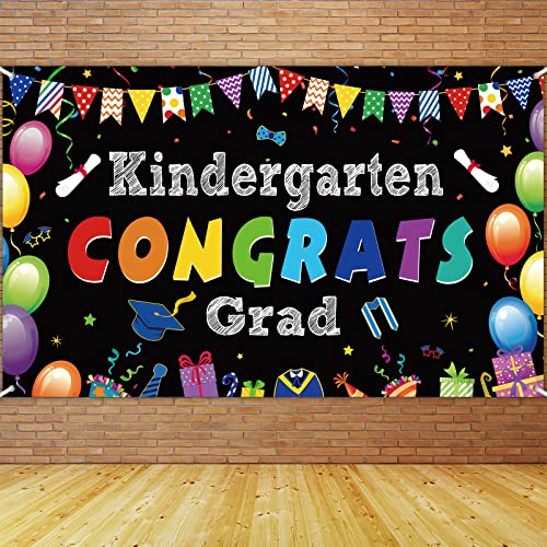 Kindergarten Graduation Party Decorations Backdrop Preschool Graduate Banner for Kids Pre-K Congrats Grad Background Class of 2022 Ceremony Supplies Congratulations Grad School Prom Party Favors