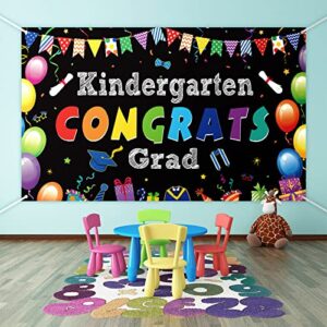 Kindergarten Graduation Party Decorations Backdrop Preschool Graduate Banner for Kids Pre-K Congrats Grad Background Class of 2022 Ceremony Supplies Congratulations Grad School Prom Party Favors