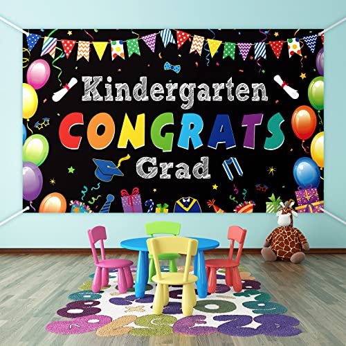 Kindergarten Graduation Party Decorations Backdrop Preschool Graduate Banner for Kids Pre-K Congrats Grad Background Class of 2022 Ceremony Supplies Congratulations Grad School Prom Party Favors