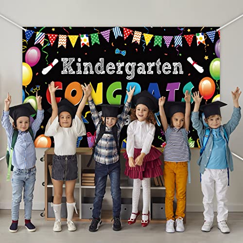 Kindergarten Graduation Party Decorations Backdrop Preschool Graduate Banner for Kids Pre-K Congrats Grad Background Class of 2022 Ceremony Supplies Congratulations Grad School Prom Party Favors