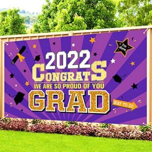 graduation party decorations 2022 purple – large 78” x 45” congrats graduation banner party supplies – class of 2022 graduation decorations for any schools or gradesr indoor/outdoor home door décor