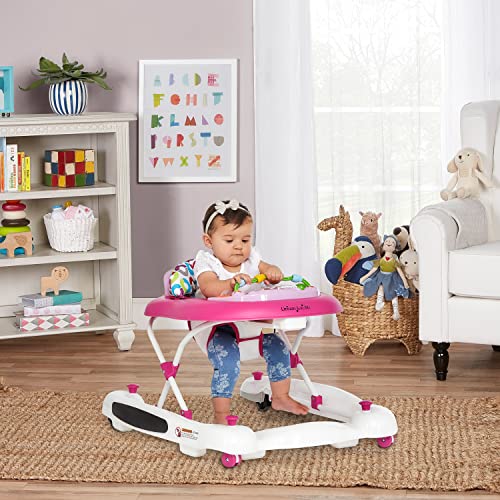 Dream On Me Go-Getter 3-in-1 Activity Baby Walker and Walk Behind Walker, Adjustable Seat Height, Comfortable Padded Seat, Easy to Fold, Pack and Store, Detachable Activity Tray, Pink