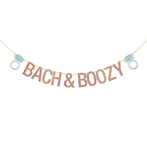 Deloklte Bach & Boozy Banner - Bridal Shower, Bachelorette Party Decorations Banner - Bach Party Decorations, Bachelorette Party Supplies, Rose Gold