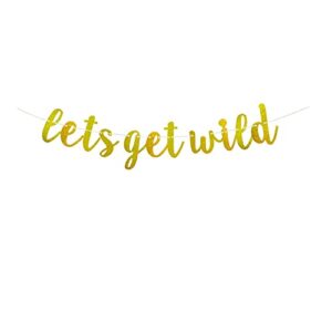 let’s get wild banner gold glitter banner farewell fiesta graduation retirement party supplies already strung banner paper gold risehy