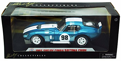 1965 Shelby Cobra Daytona Coupe #98, Blue w/ White Stripes - Shelby SC130 - 1/18 Scale Diecast Model Toy Car