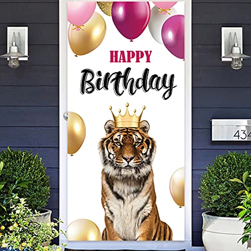 Tiger King Banner Backdrop Background Photo Booth Props Realistic Lifelike Tiger Animal Zoo Theme Decor for Safari Wild One 1st Birthday Party Baby Shower Favors Supplies Decorations