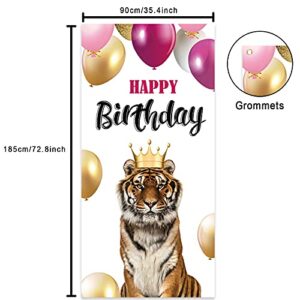 Tiger King Banner Backdrop Background Photo Booth Props Realistic Lifelike Tiger Animal Zoo Theme Decor for Safari Wild One 1st Birthday Party Baby Shower Favors Supplies Decorations