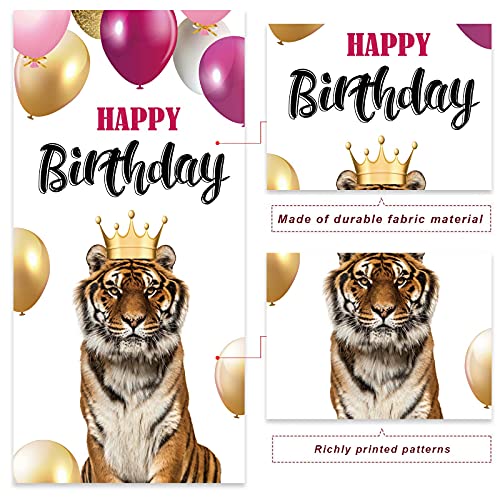 Tiger King Banner Backdrop Background Photo Booth Props Realistic Lifelike Tiger Animal Zoo Theme Decor for Safari Wild One 1st Birthday Party Baby Shower Favors Supplies Decorations