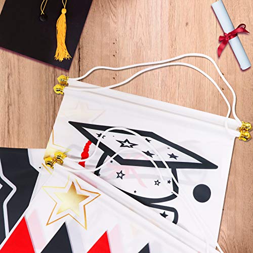 Bunny Chorus 2023 Graduation Party Decorations, Class of 2023 Congrats Grad Banner, Graduation Porch Sign with Gold Stars, Red and Black Hanging Banner Photo Props for Home School Graduation Party