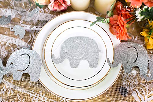 Elephant Garland Banner Glitter Silvery Baby Shower Decorations Christmas Supplies Baby Elephant Decorations Birthday Party Supplies Baby Nursery Decorations 10 Feet 17 Pcs