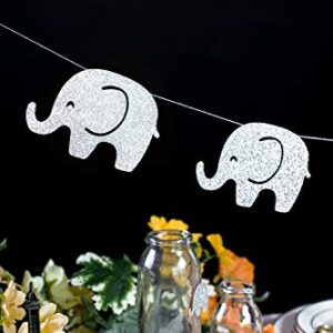 Elephant Garland Banner Glitter Silvery Baby Shower Decorations Christmas Supplies Baby Elephant Decorations Birthday Party Supplies Baby Nursery Decorations 10 Feet 17 Pcs