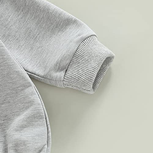 Thorn Tree Newborn Baby Boy Hooded Sweatshirt Long Sleeve Solid Romper Infant Baby Fall Winter Onesie Outfits (Gray,3-6 Months)