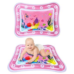 tummy time mat crawling inflatable water baby stuff for infant toys 0-12 months or toddler, development sensory water cushion tummy baby water color pink, ideal gifts for baby and children