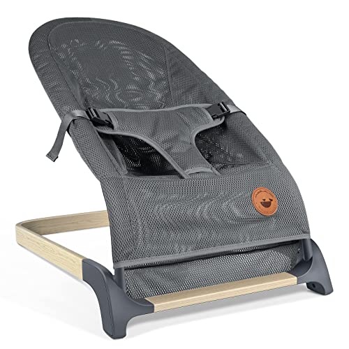 ANGELBLISS Baby Bouncer, Portable Bouncer Seat for Babies, Infants Bouncy Seat with Mesh Fabric, Natural Vibrations (Dark Grey)