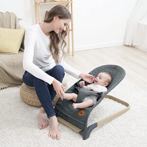 ANGELBLISS Baby Bouncer, Portable Bouncer Seat for Babies, Infants Bouncy Seat with Mesh Fabric, Natural Vibrations (Dark Grey)