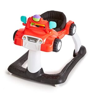 Kolcraft Tiny Steps Roadster-2-in-1 Infant and Baby Activity Push Walker Steering Wheel with Lights, Car Sounds, Music Seated or Walk-Behind for Baby Girl or Baby Boy - Racer Red