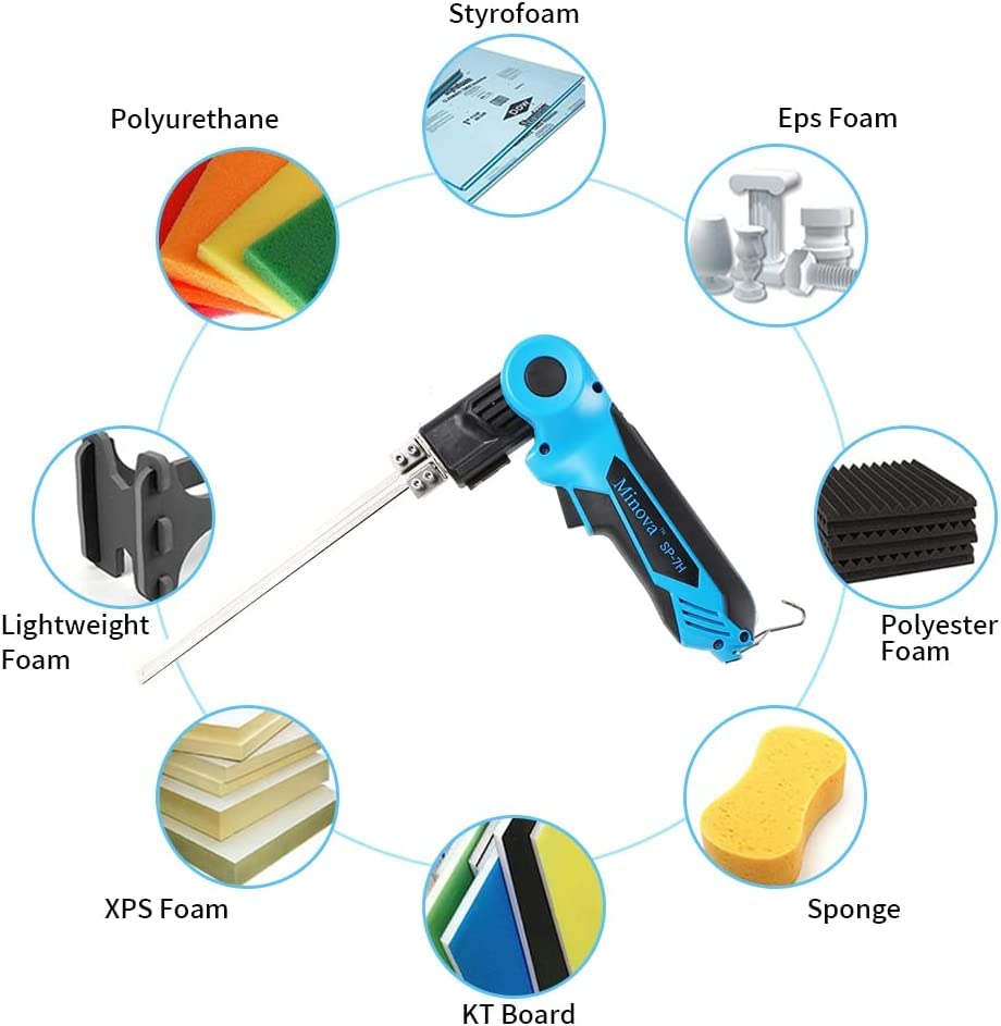 MINOVA Rotatable Hot Knife Foam Cutter Styrofoam Cutting Tool Kit Air Cooled 200W AC Hot Knife Cutter Foam Cutting Tool Kit (MX E)