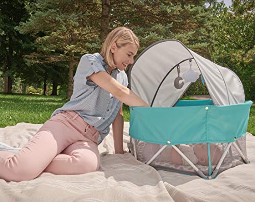 Regalo On-The-Go Baby My Play, Portable Play Yard, and Activity Mat, Indoor & Outdoor, Includes UPF Canopy with Toys, Padded Bottom and Carry Case