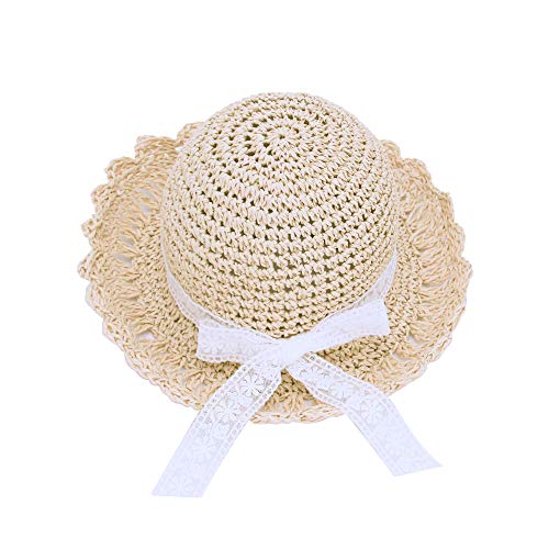 Baby Toddler Kids Girls Straw Sun Hat with Bow Floppy Wide Brim Beach Summer Protection Hats