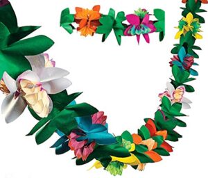 kinteshun tissue flower garland,hawaiian tropical paper banner garland for luau beach theme party decoration (2 packs,type 2)