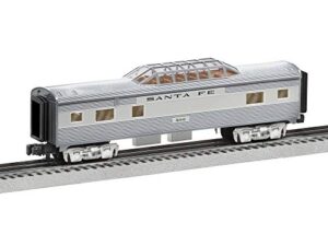 lionel 684725 santa fe add-on vista dome car, o gauge, silver, gray, tan, black