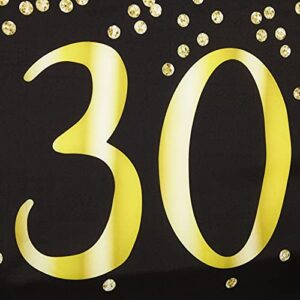 Cheers to 30 Years Banner, 30th Birthday Party Decorations (Black, Gold, 9.8 x 1.6 Ft)