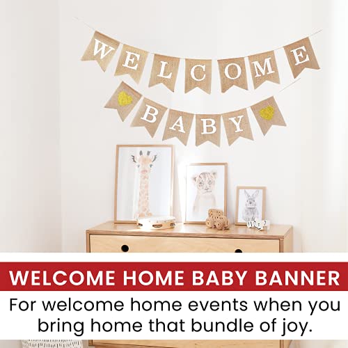 Mandala Crafts Welcome Baby Banner for Gender Neutral Baby Shower Decorations - Baby Shower Banner for Baby Shower Decor - Baby Burlap Banner Garland