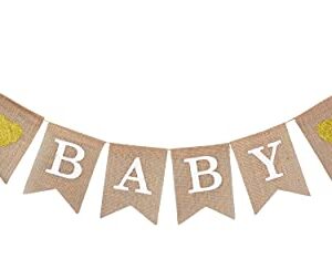 Mandala Crafts Welcome Baby Banner for Gender Neutral Baby Shower Decorations - Baby Shower Banner for Baby Shower Decor - Baby Burlap Banner Garland